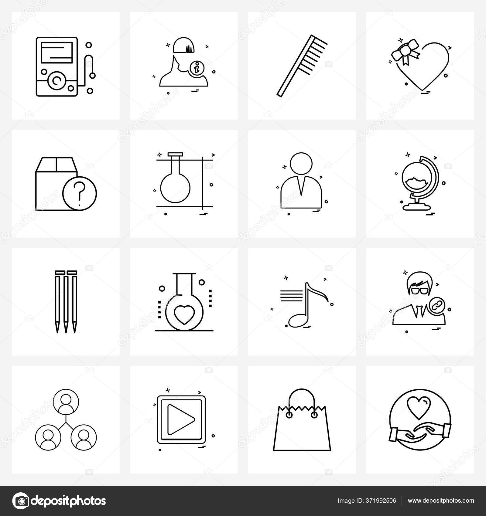 Isolated Symbols Set Simple Line Icons Information Comb Valentine's Day ...