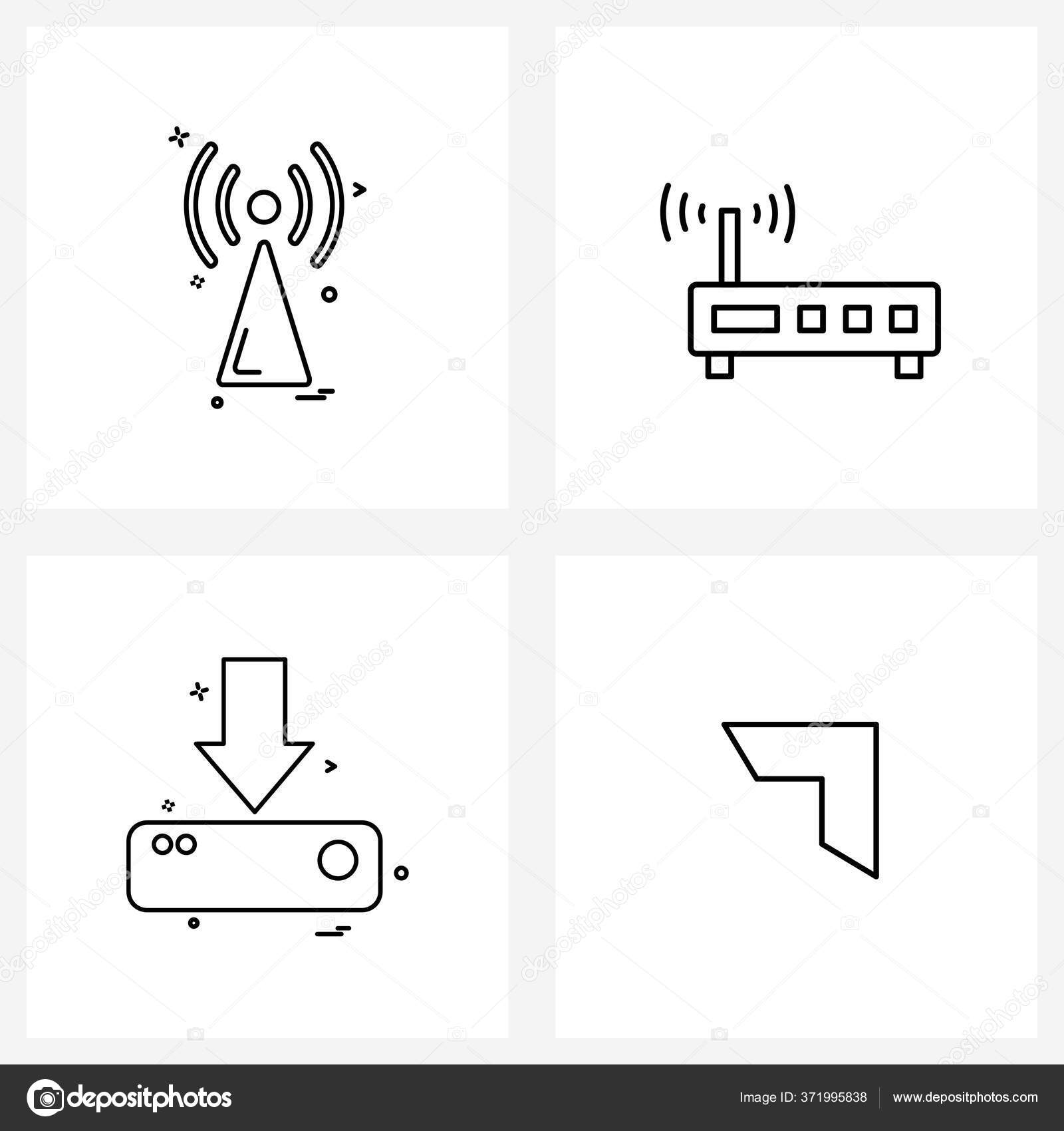 Interface Line Icon Set Modern Symbols Wife Download Signals Router