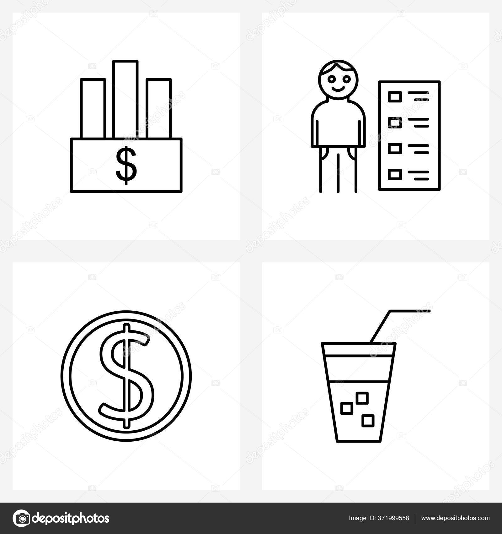 Universal Symbols Modern Line Icons Graph Coin Rate Boy Currency Stock ...