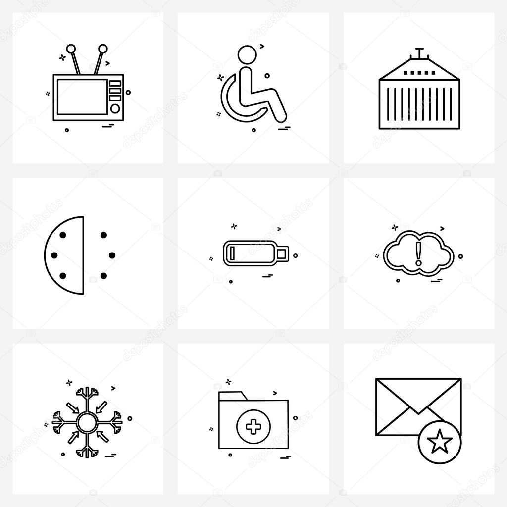 Icono de l nea Conjunto de 9 S mbolos modernos de carga, batty, log stica, seis, hora Vector ...