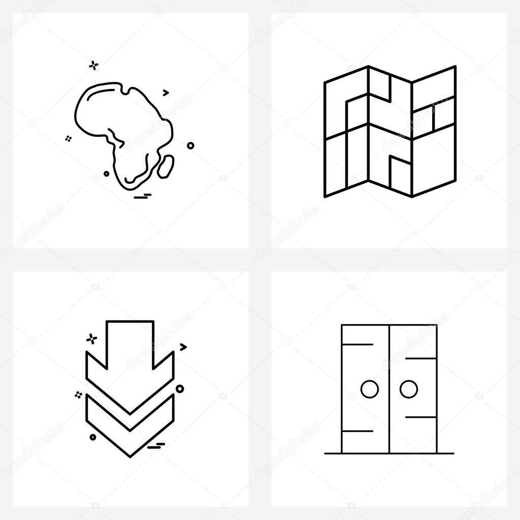 4 Iconos editables de la l nea vectorial y s mbolos modernos de la tierra; direcci n; mundo ...