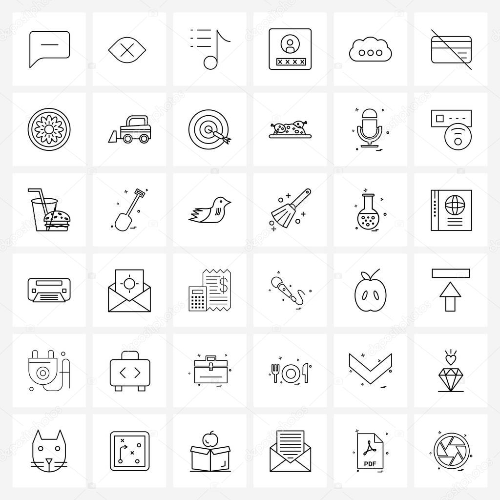 Icono de l nea de interfaz de usuario m vil Conjunto de 36 Pictogramas modernos de comunicaci n ...