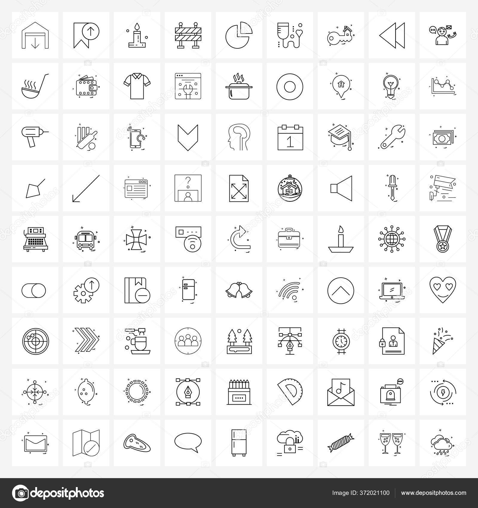 Isolated Symbols Set Simple Line Icons Diagram Burning Road Block Stock ...