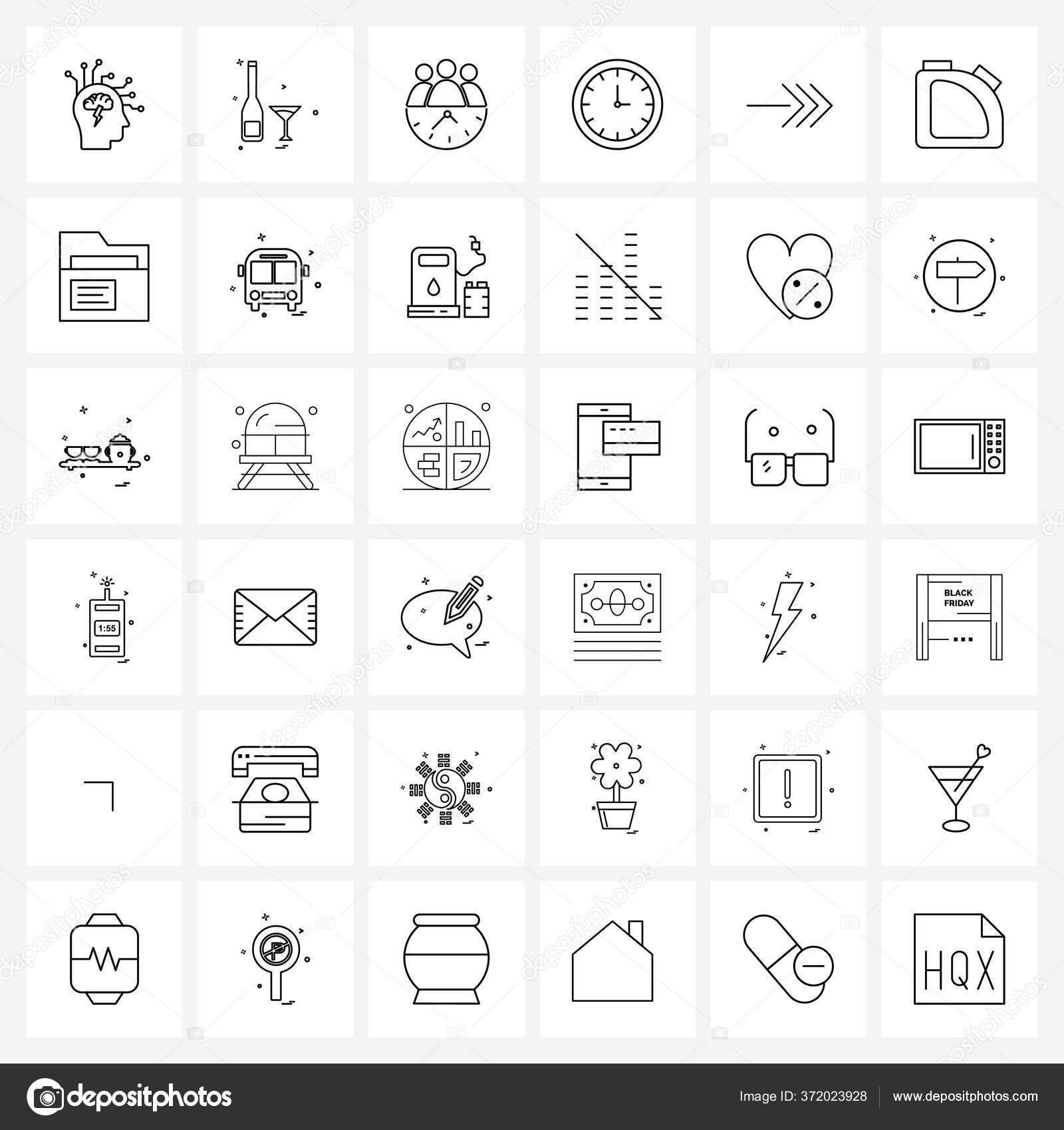 Line Icon Set Modern Symbols Direction Arrow Group Avatar Time Stock ...