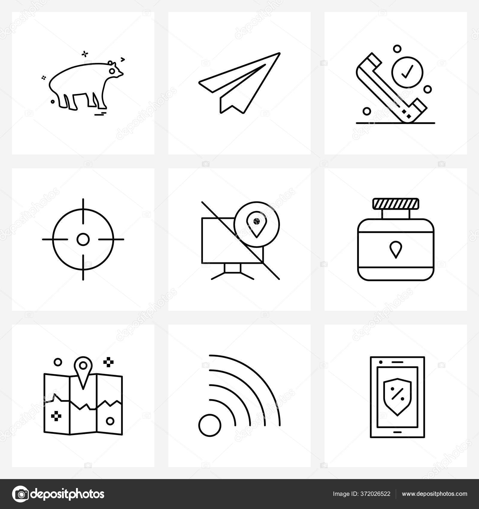 Isolated Symbols Set Simple Line Icons Disable Location Display Call ... Isolated Symbols Set Simple Line Icons Disable Location Display Call ...