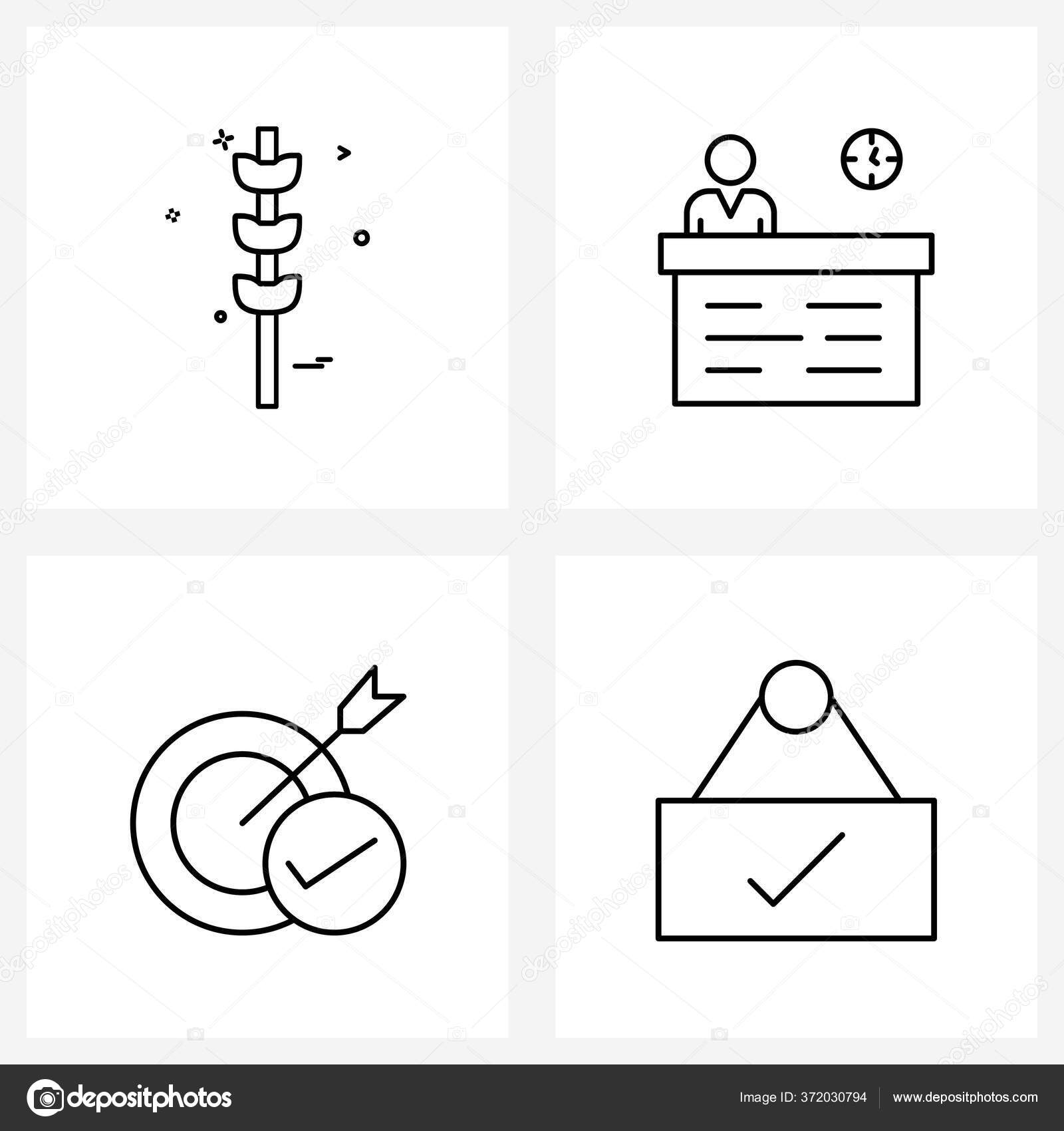 Interface Line Icon Set Modern Symbols Leafs Planning Organic Office