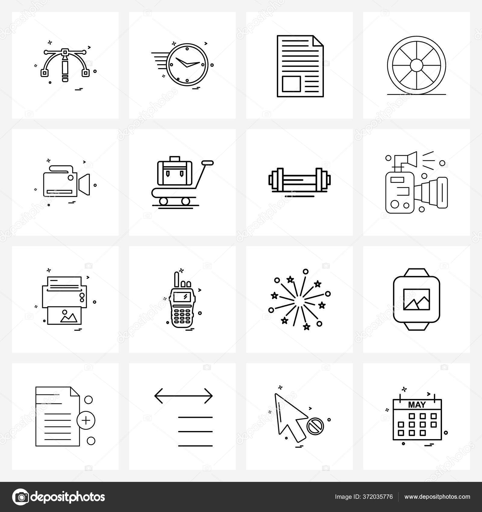 Mobile Line Icon Set Modern Pictograms Photo Camera Table Laboratory ...