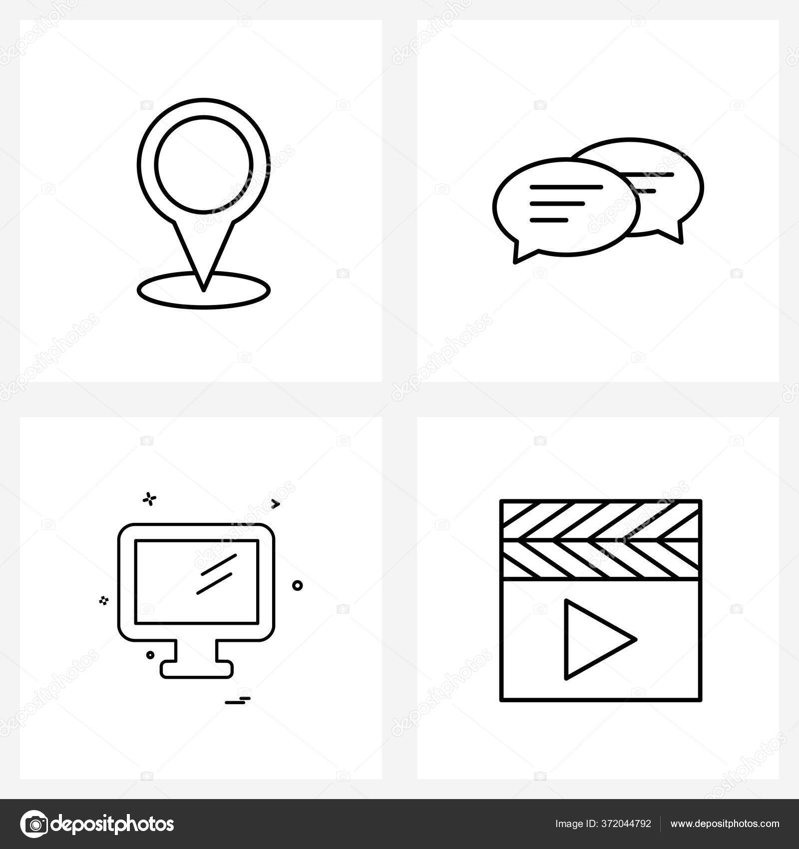 Mobile Line Icon Set Modern Pictograms Gps Screen Chat Mail — Stock ...