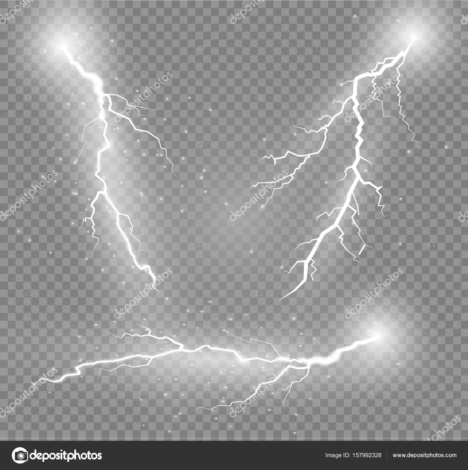 Set of lightnings. Magic and bright lighting effects. Stock Vector by ...