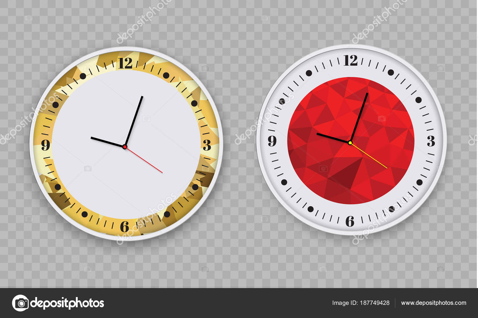 Wall clock office. Template design in vector closeup. The layout for ...