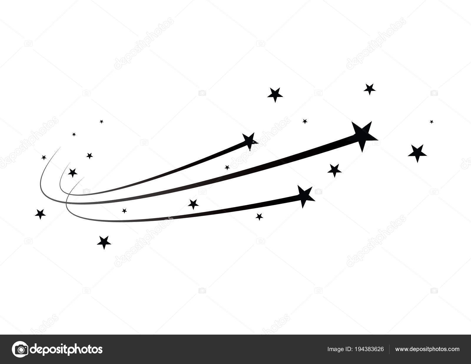 Abstract Falling Star Vector - Black Shooting Star with Elegant Star ...