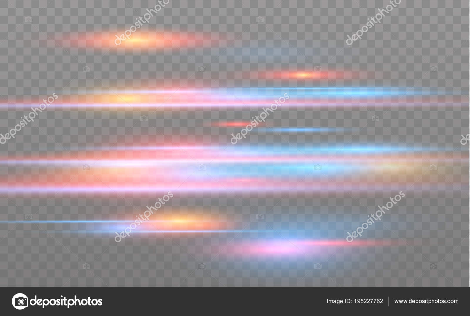 Vector red and blue special effect. Luminous stripes on a transparent ...