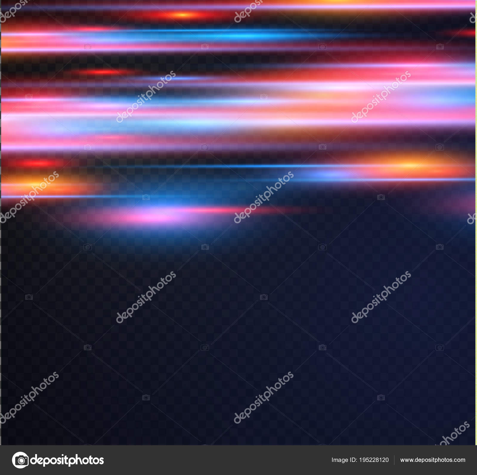 Vector red and blue special effect. Luminous stripes on a transparent ...