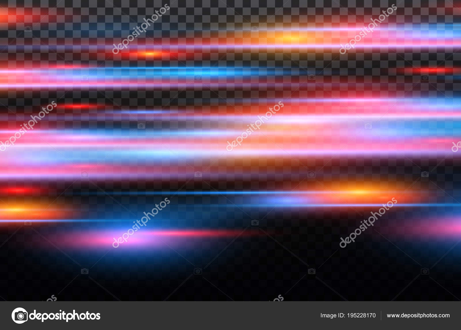 Vector red and blue special effect. Luminous stripes on a transparent ...