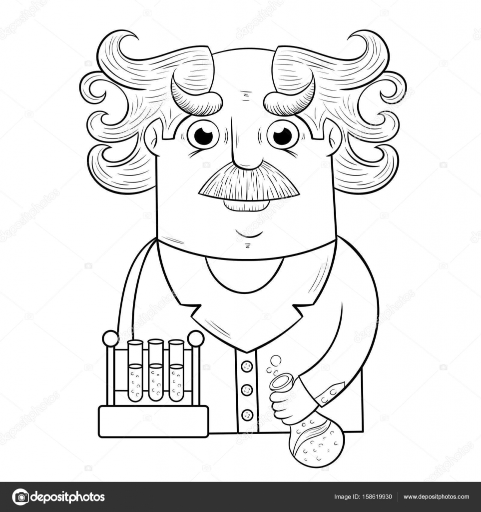 Cute cartoon Professor with flasks. Stock Illustration by ©korobula ...