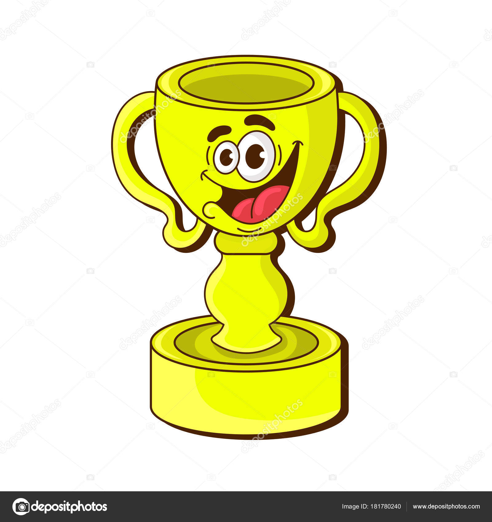 Cartoon gold trophy Cup on white background . character design, Stock ...