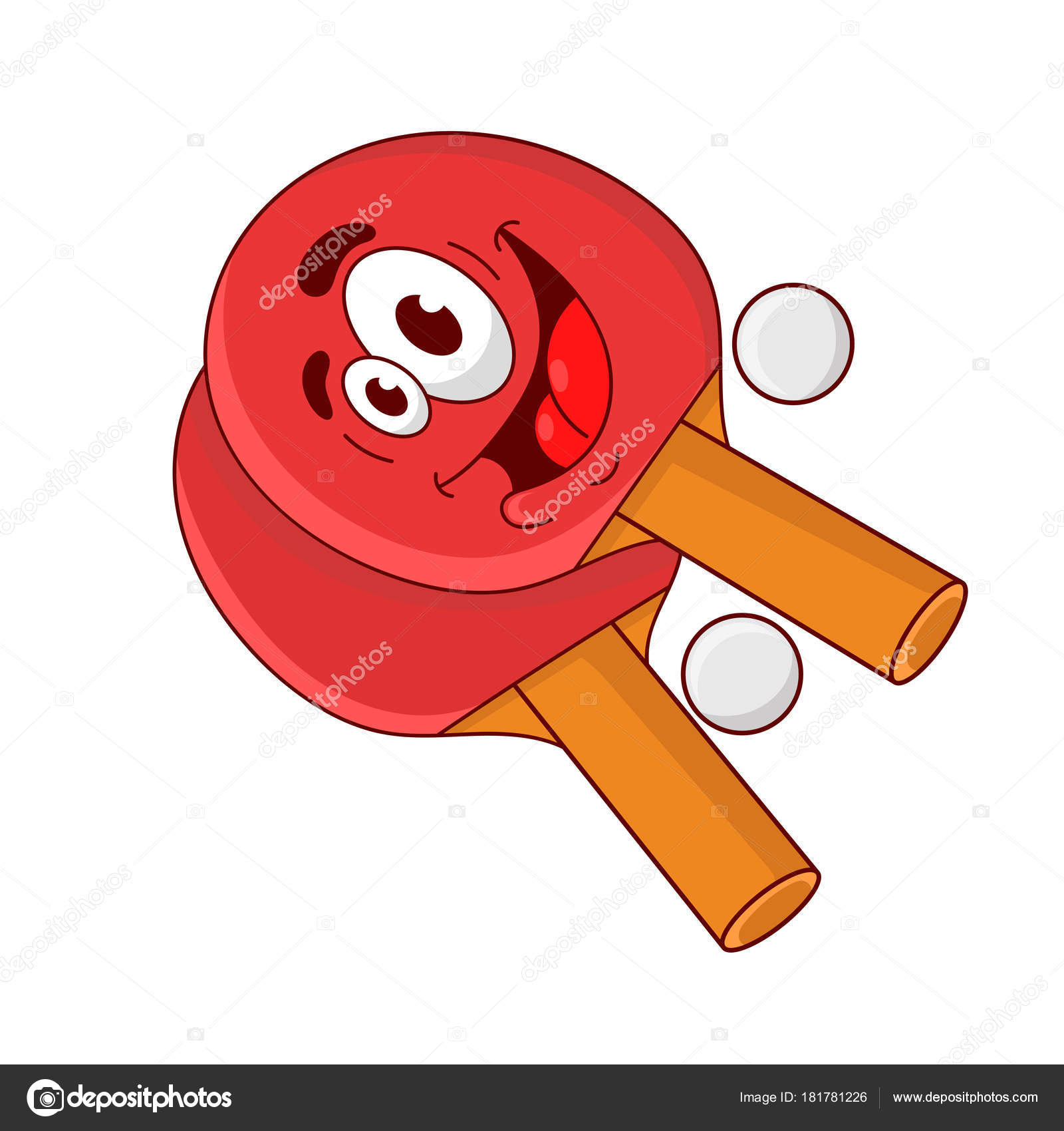 Cartoon funny two racket table tennis ball, vector illustration Stock ...