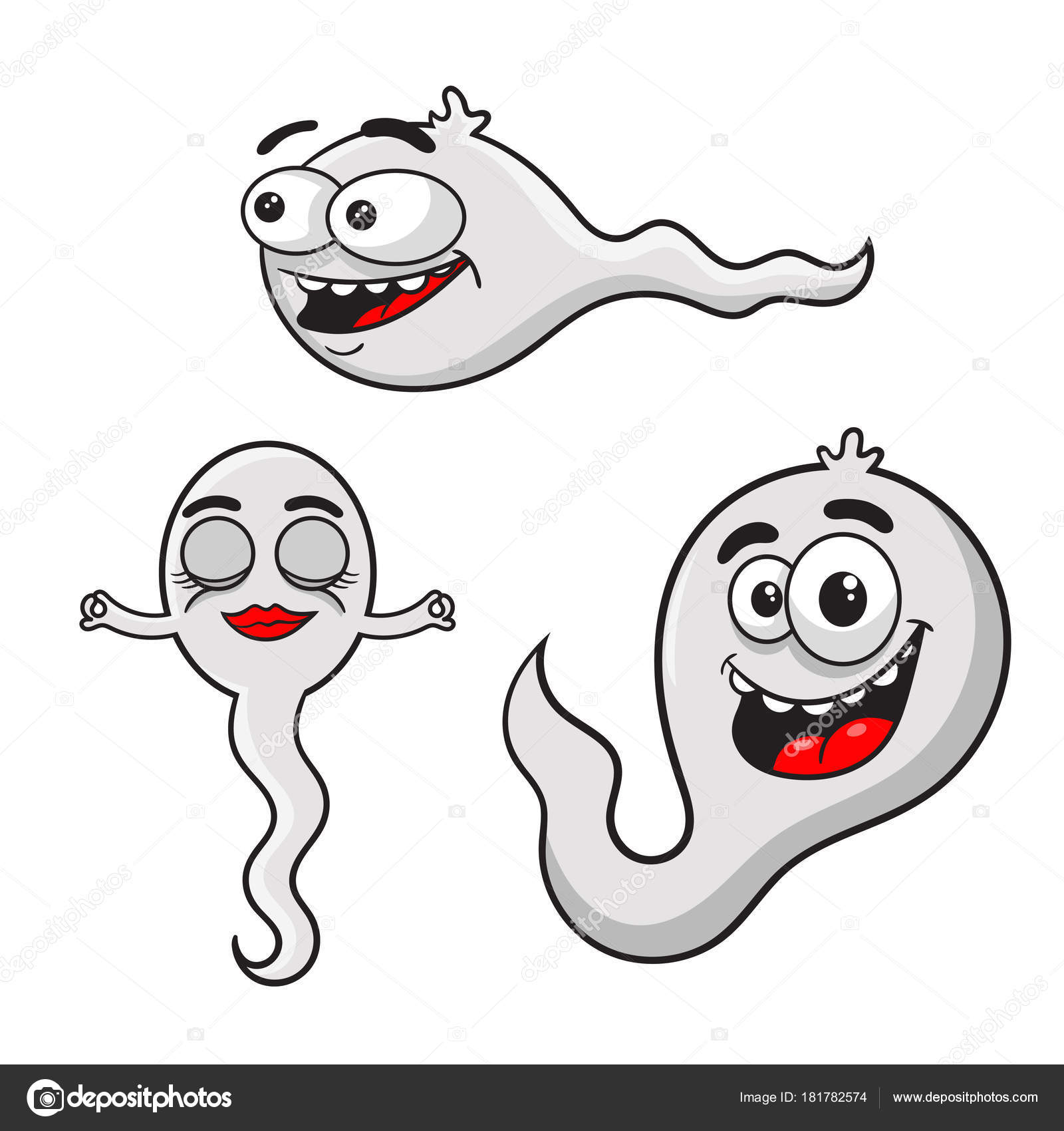 Set Cartoon Smiling Sperm Vector Illustration Stock Illustration By