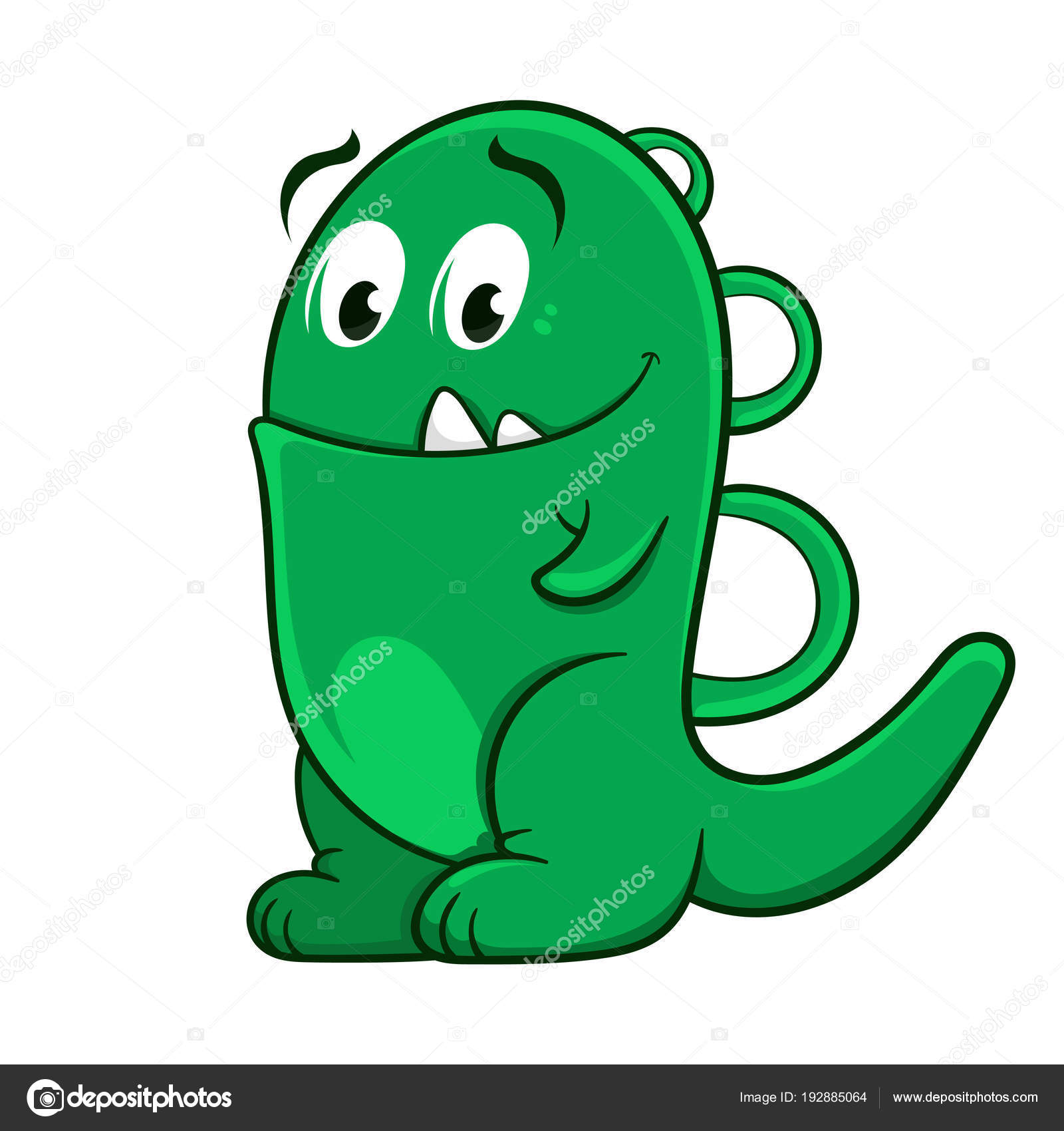 Cartoon Cute Green Monster Vector Illustration Stock Vector By