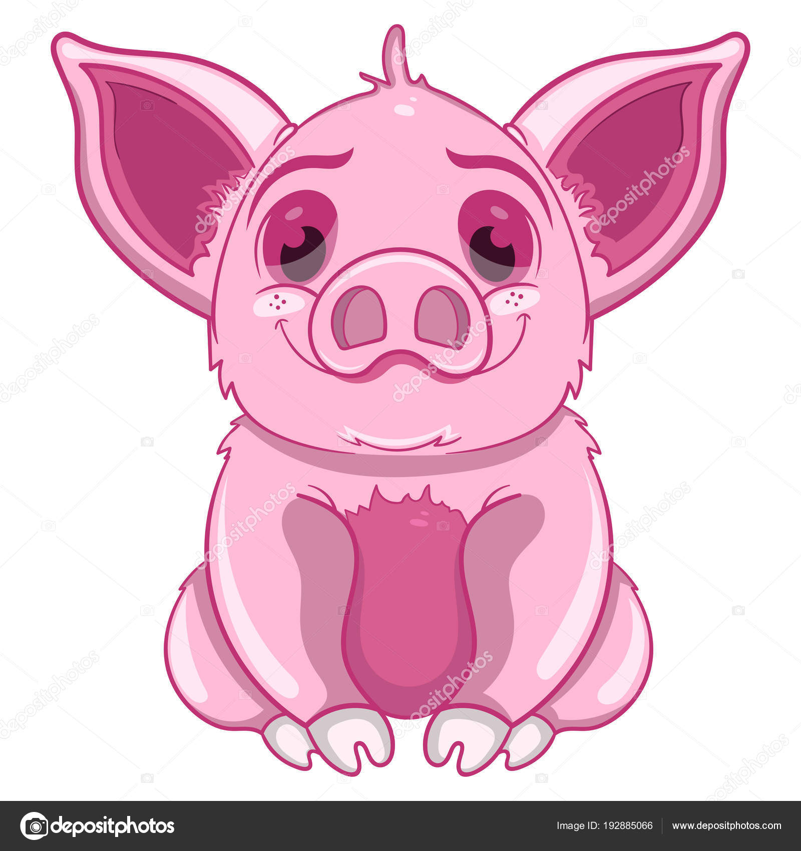 Bastante rosa cerdito, ilustración vector de dibujos animados Vector de ...