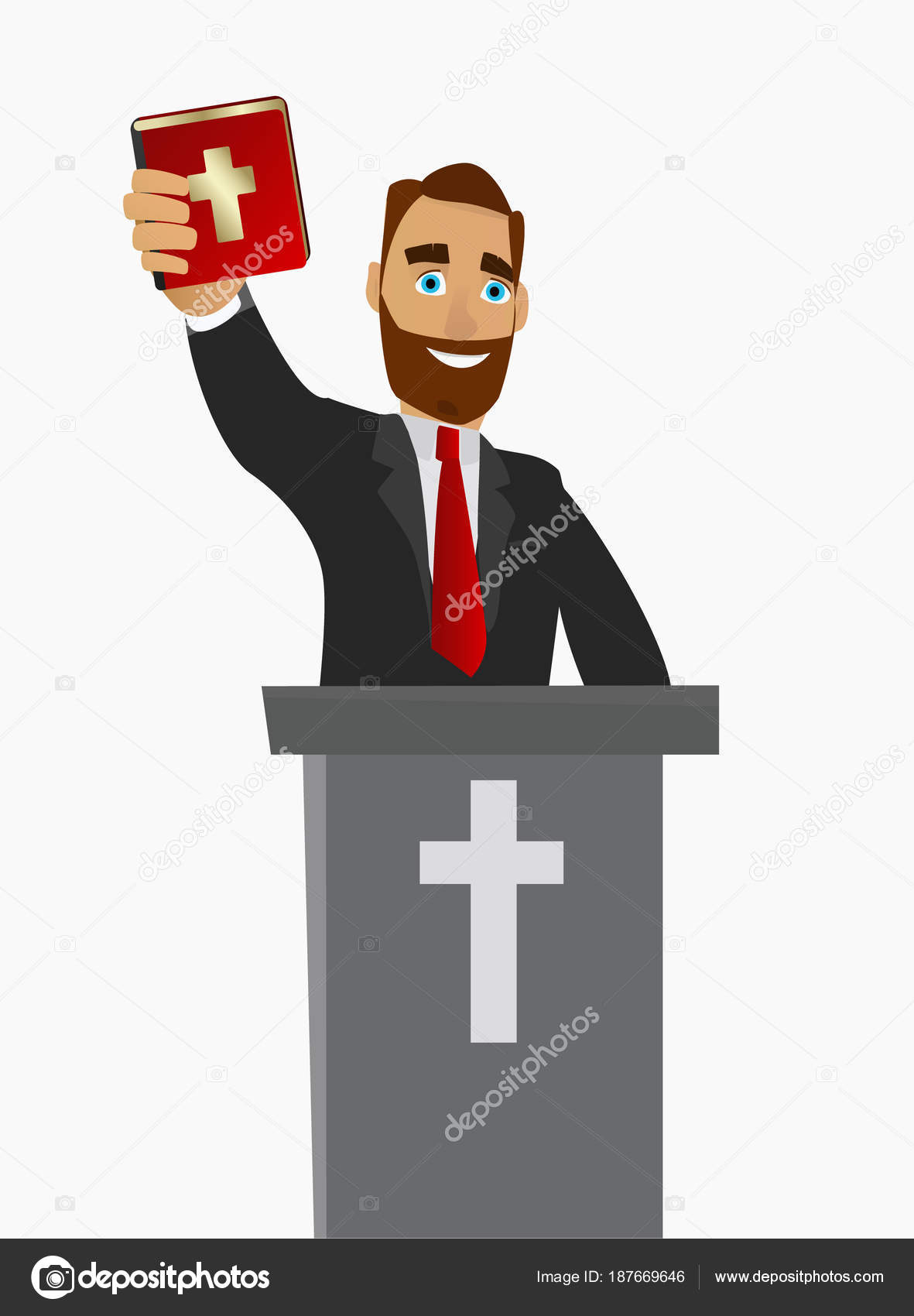 Un Sacerdote Cristiano Dio Un Sermón En Una Iglesia En Adoración