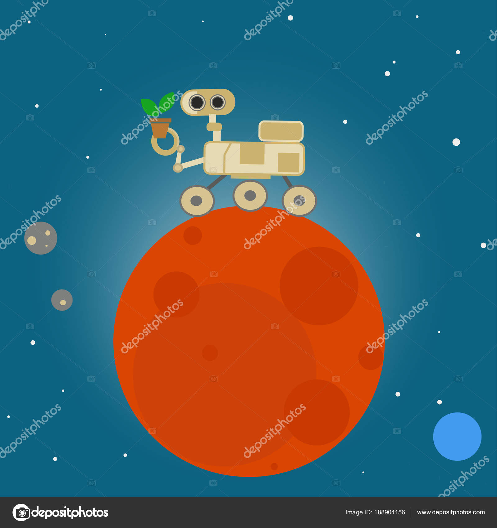Rover on Mars in cartoon style — Stock Vector © 1000pixels #188904156