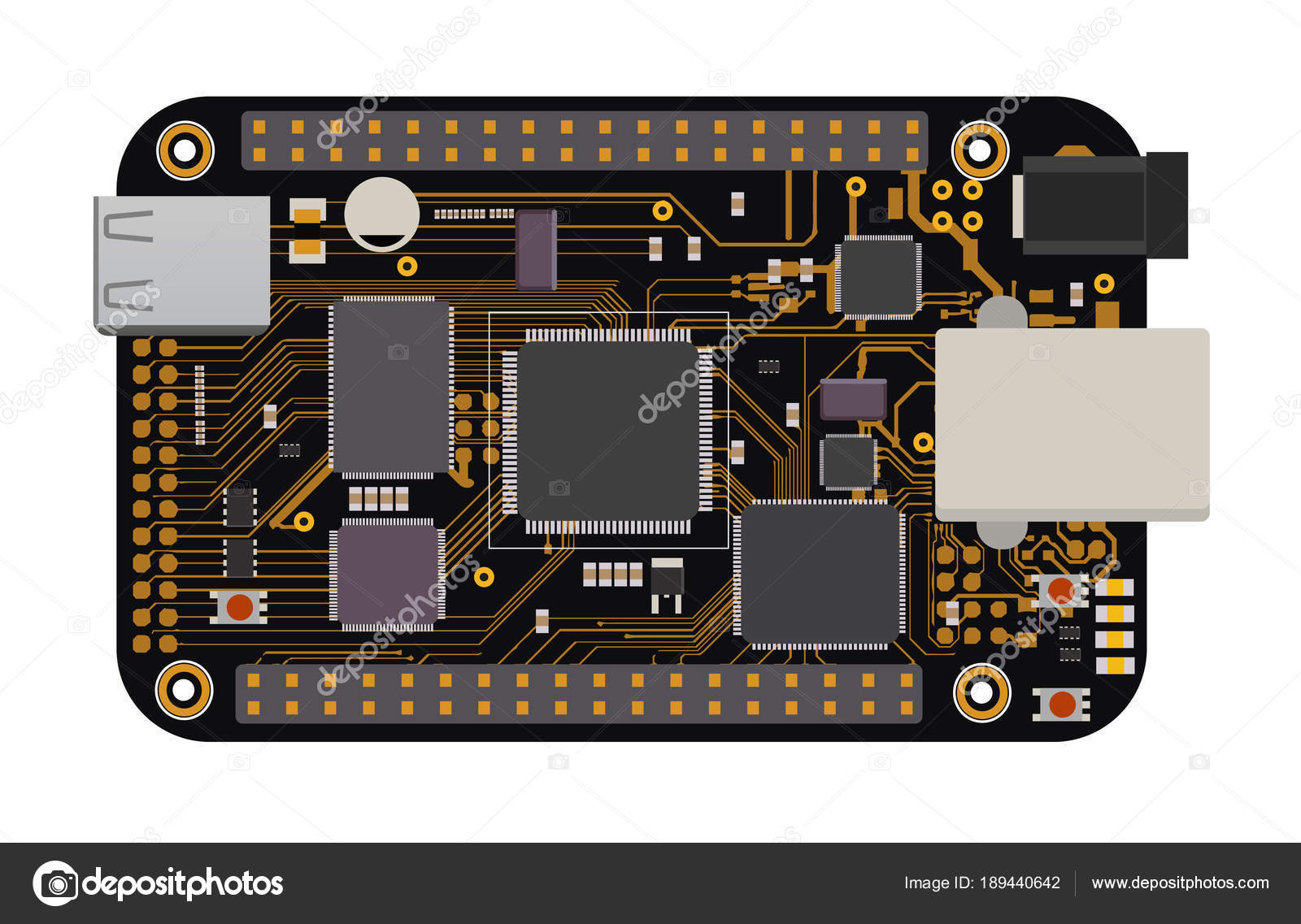 DIY electronic mega board with a micro-controller, LEDs, connectors ...