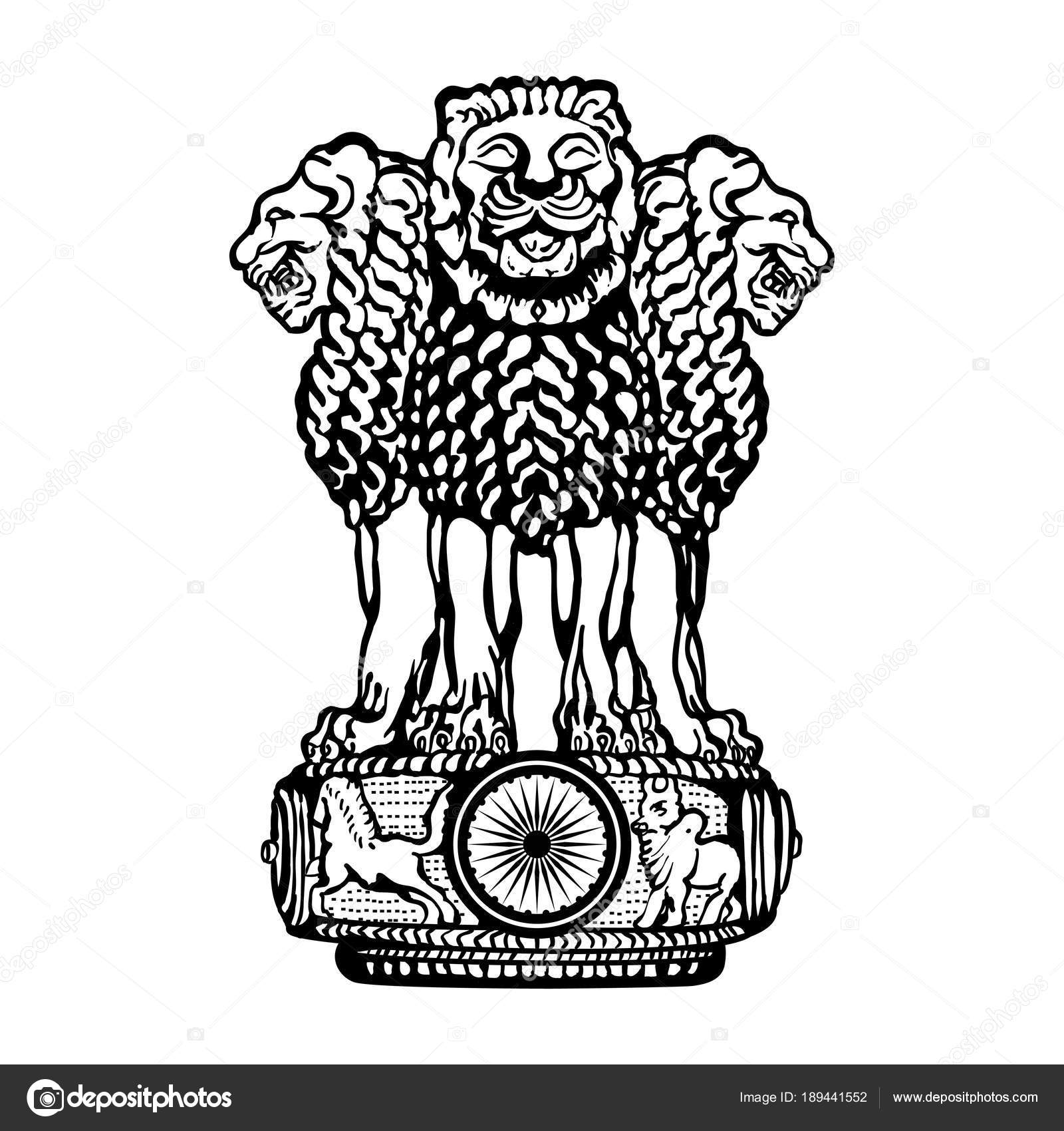 Emblem of India. Black and white. Stock Vector Image by ©1000pixels ...