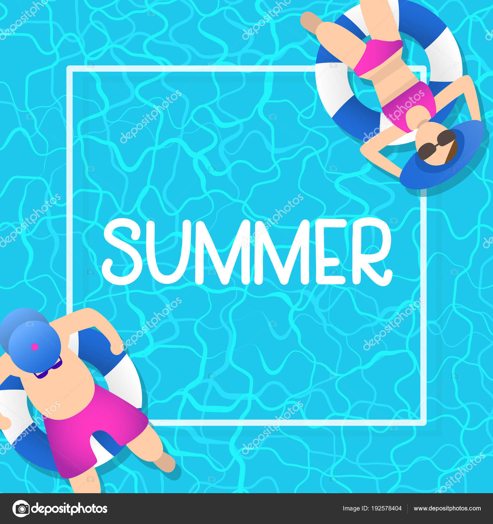 Summer time background design with pool blue water Stock Vector Image ...