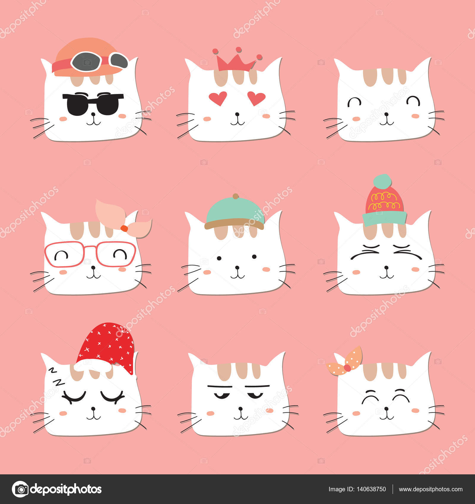 Cartoon icon collection with cat Stock Vector Image by ©supidcha_peach ...