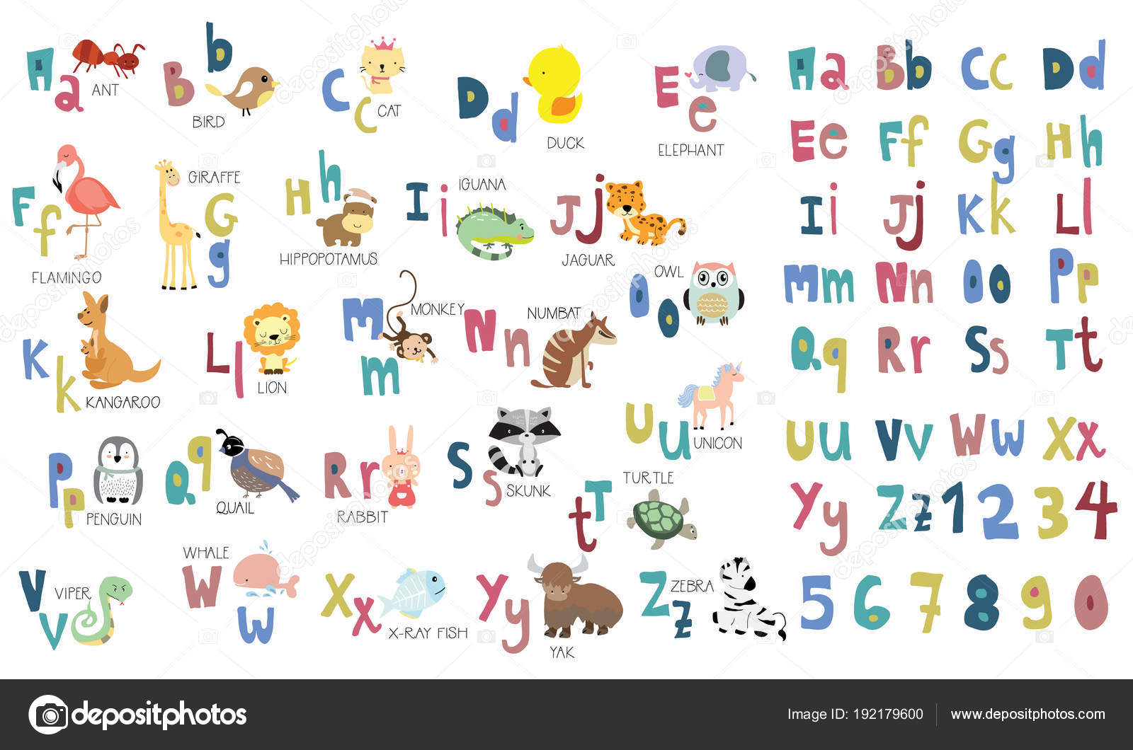 Alfabeto animal lindo colorido Vector de stock #192179600 de ©supidcha ...