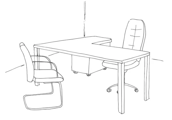 Continuous line drawing of office desk and chair — Stock Vector ...