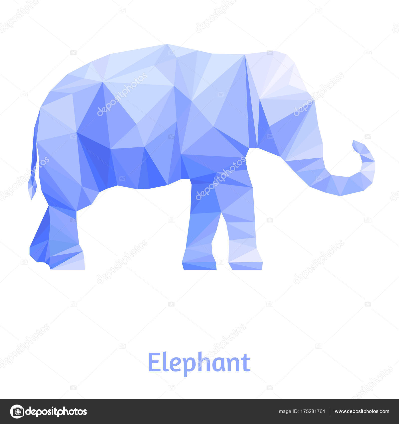 Stylized Elephant Isolated White Background Made Low Poly Triangular ...