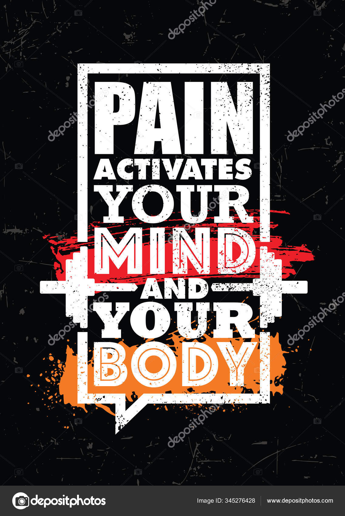 Pain Activates Your Mind And Your Body. Inspiring typography motivation ...