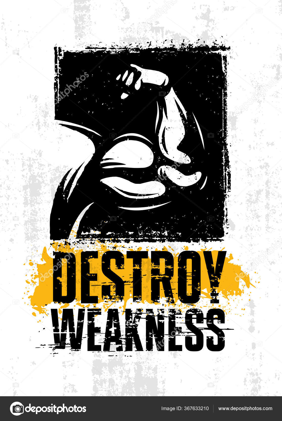 Destroy Weakness. Inspiring Sport Workout Typography Quote Banner On ...