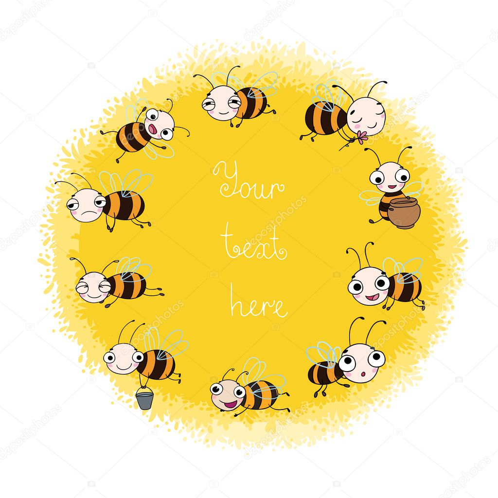 Set with cute cartoon bees. Stock Vector by ©Natasha_Chetkova 124877208