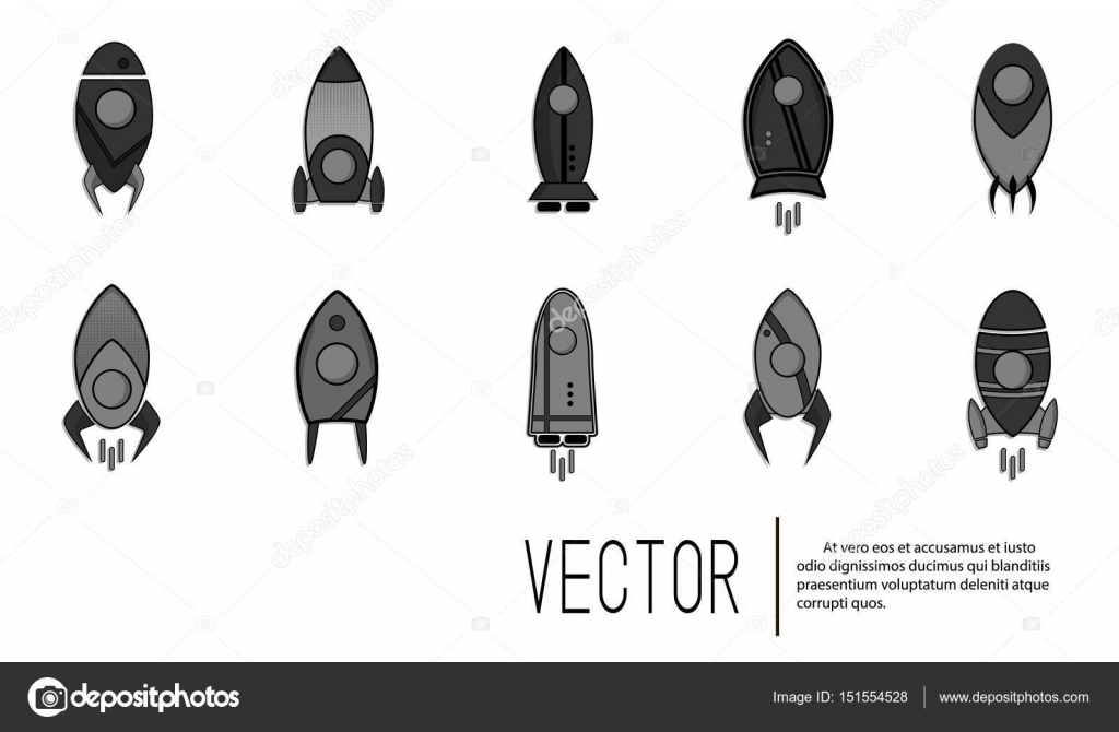 Vector rocket ship in a flat style. Illustration with flying rocket ...
