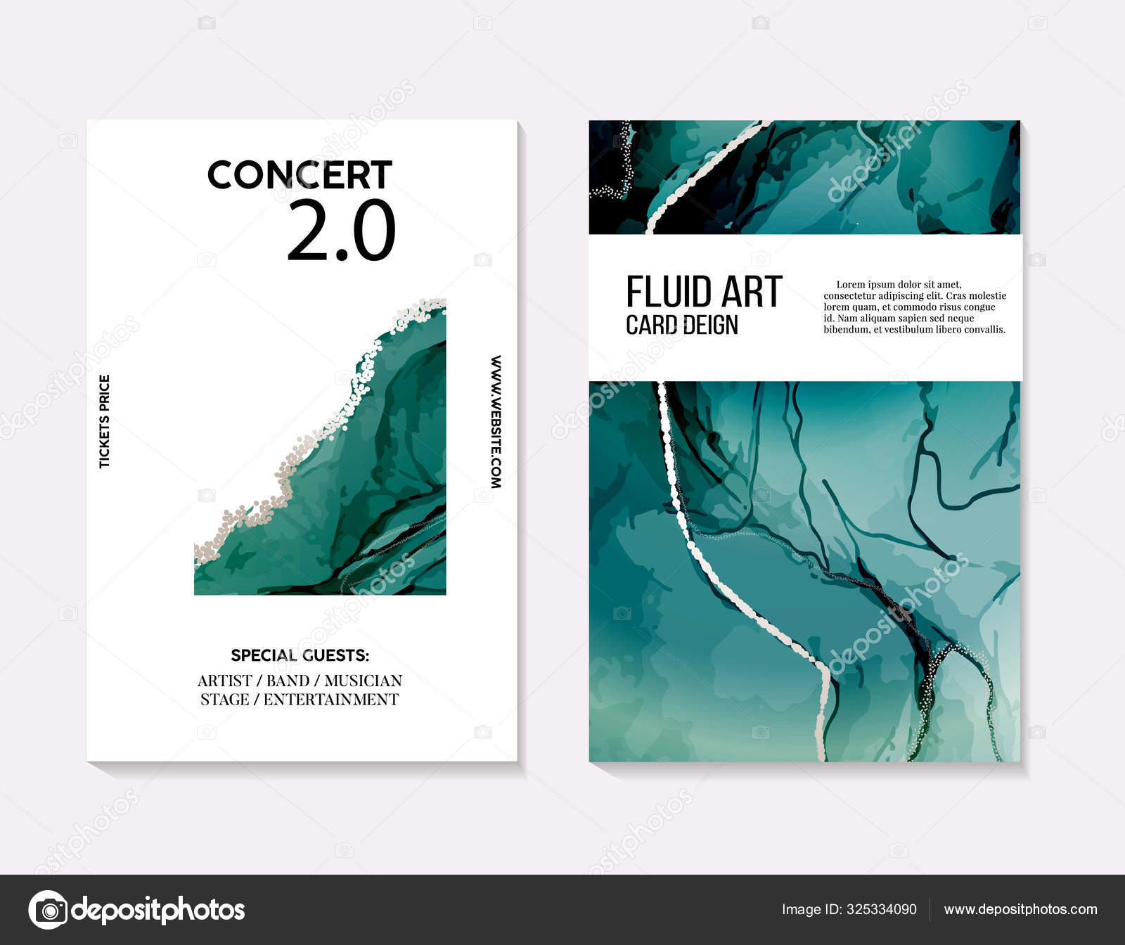 Watercolor blue and green color design banner set. Vector illustration ...