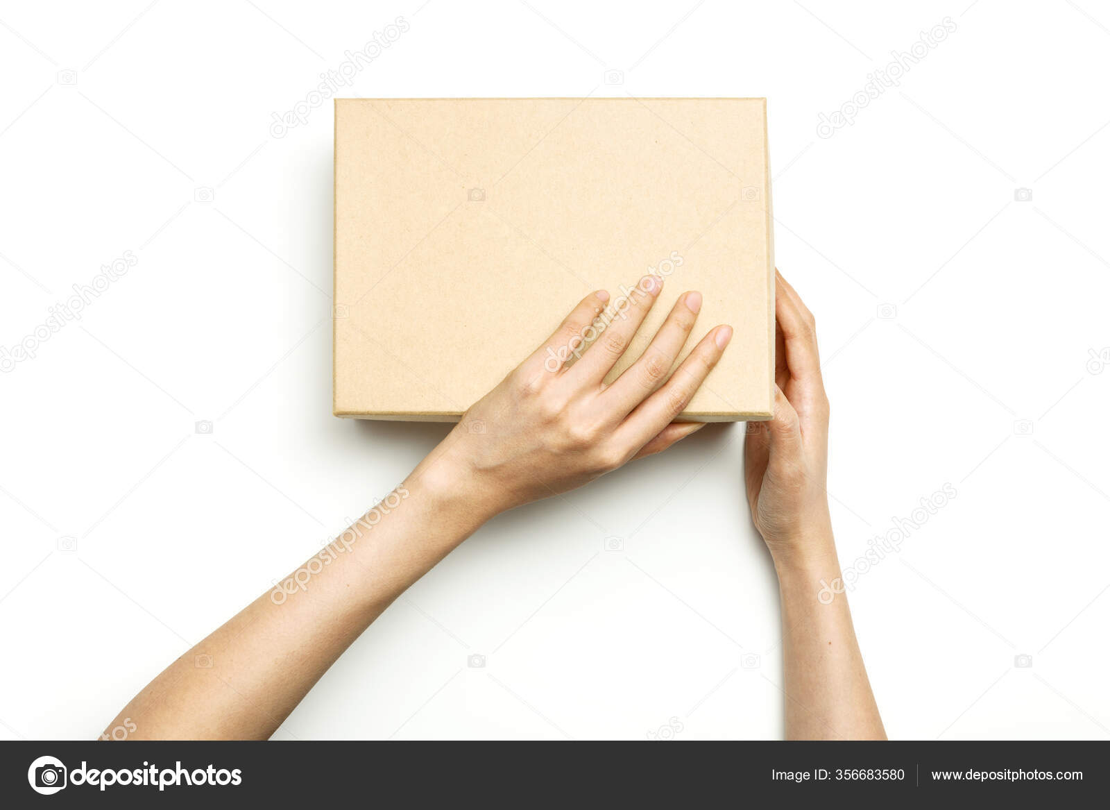 Woman Hand Hold Craft Box Isolated White — Stock Photo © earlyspring ...