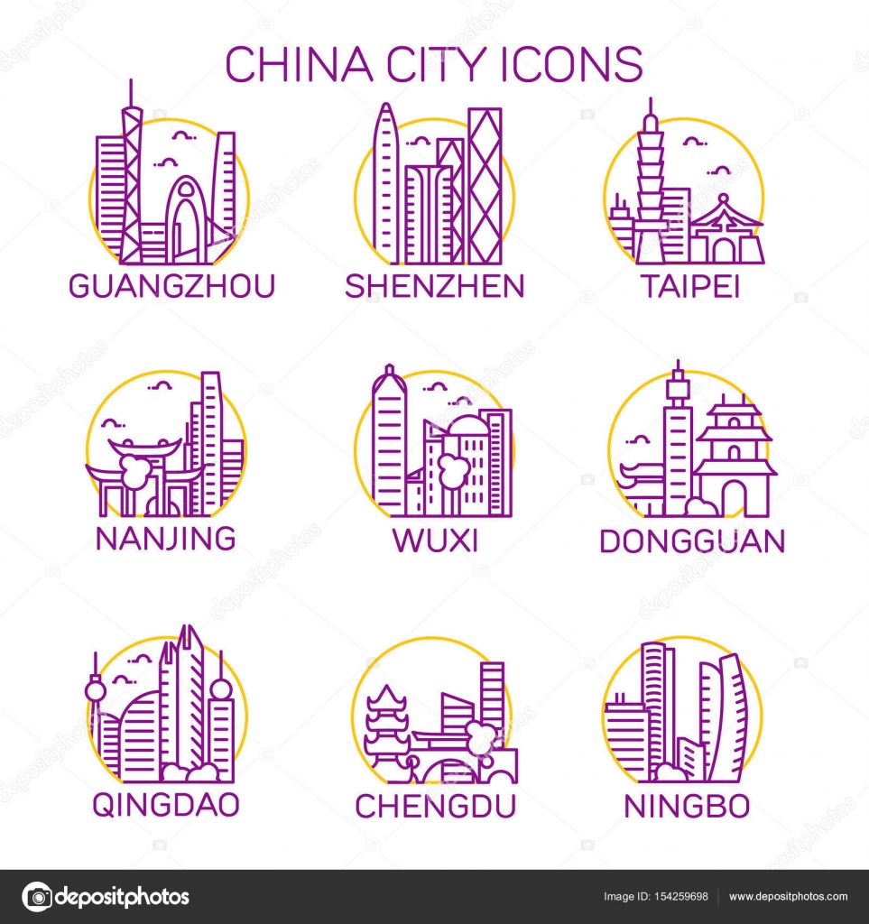 China cities icons set Stock Vector by ©genadiymolnia.gmail.com 154259698