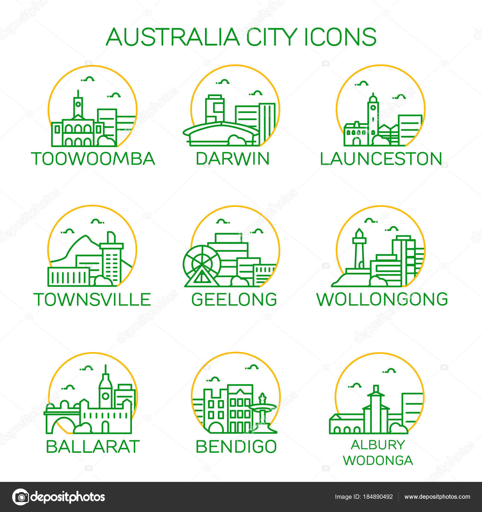 Vector Illustration Stroke Design Skyline Silhouette Australia City ...