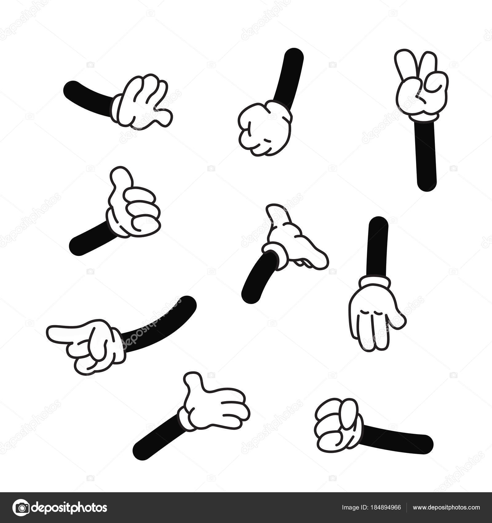Vector Illustration Design Cartoon Hands Gesturing Isolated White ...