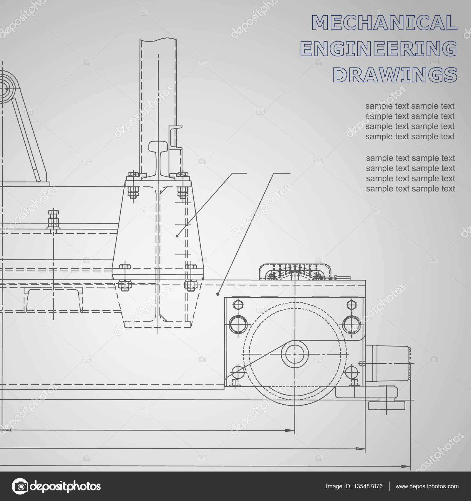 Mechanical engineering drawing Stock Vector by ©Bubushonok 135487876