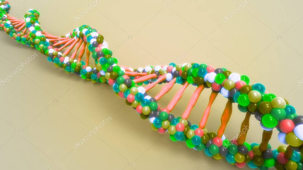 Ilustración digital de la estructura del ADN. 3D 2023