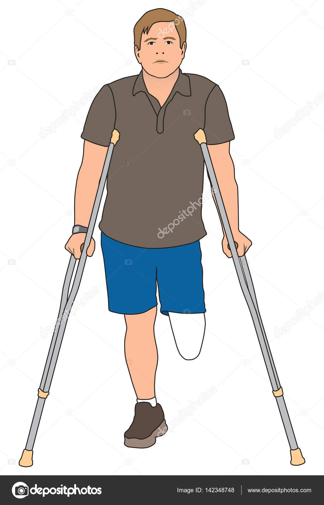 Amputado usando muletas Stock Vector by ©Ken_Cook 142348748