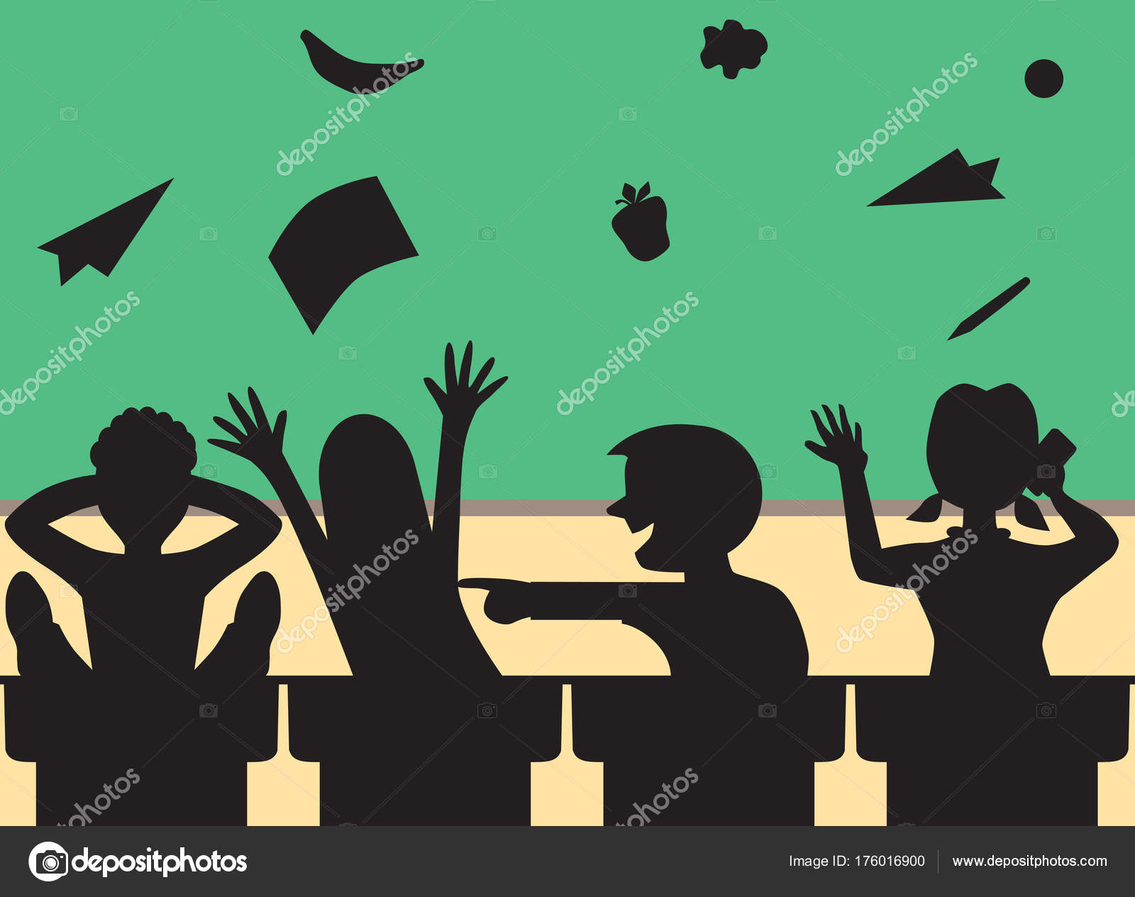 Rowdy Students in Classroom — Stock Vector © Ken_Cook #176016900