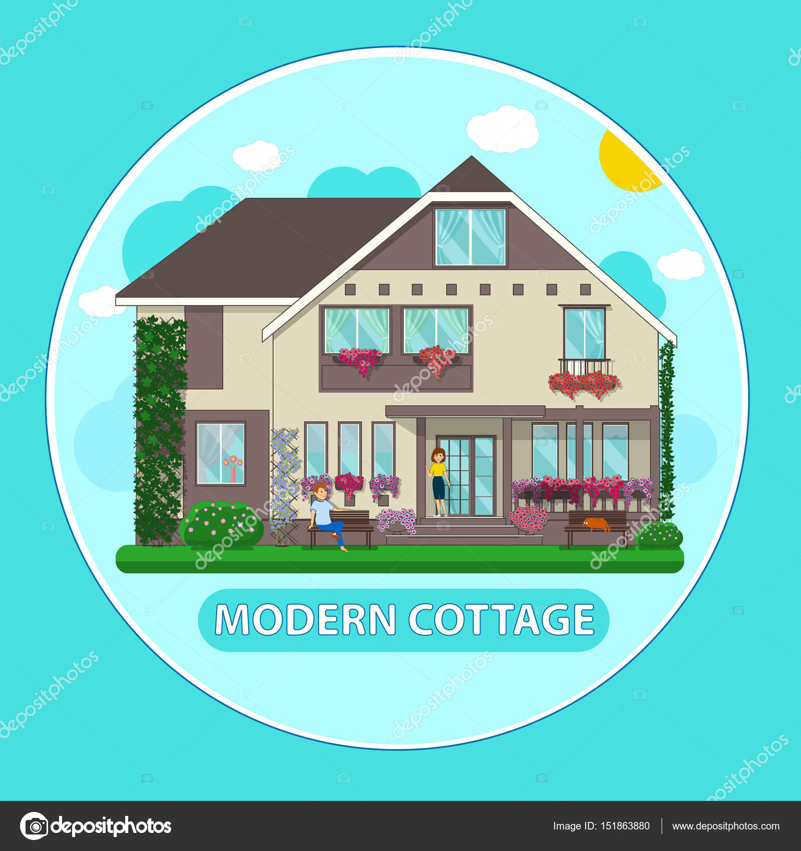 Modern cottage people plants. Stock Vector by ©danilina.olga.gmail.com ...