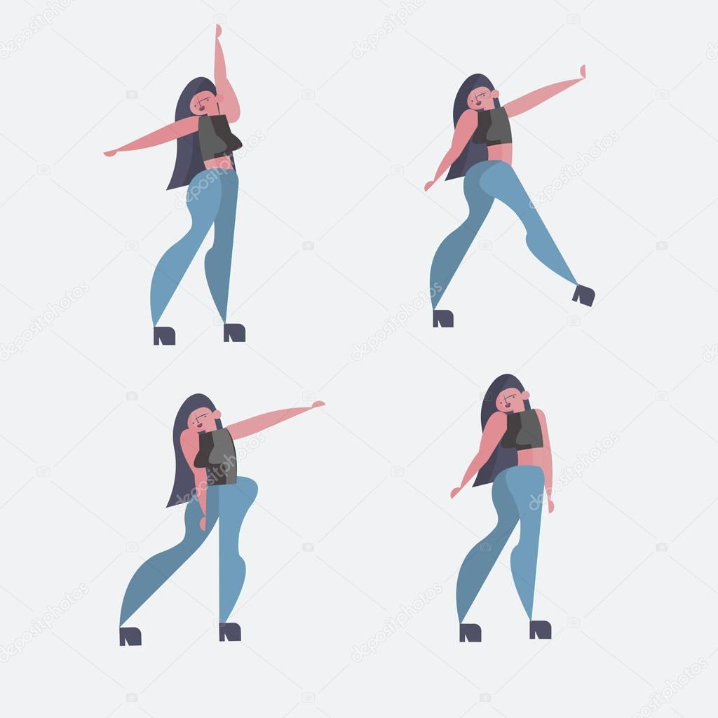 Girl in different dance poses. — Stock Vector © andrei.dvaretski.yandex ...