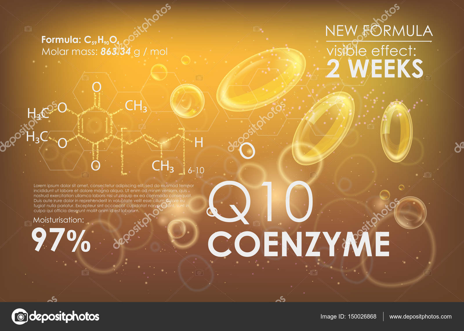 Coenzyme Q10 cosmetic ads template Stock Vector Image by ©andrei.dvaretski.yandex.ru #150026868