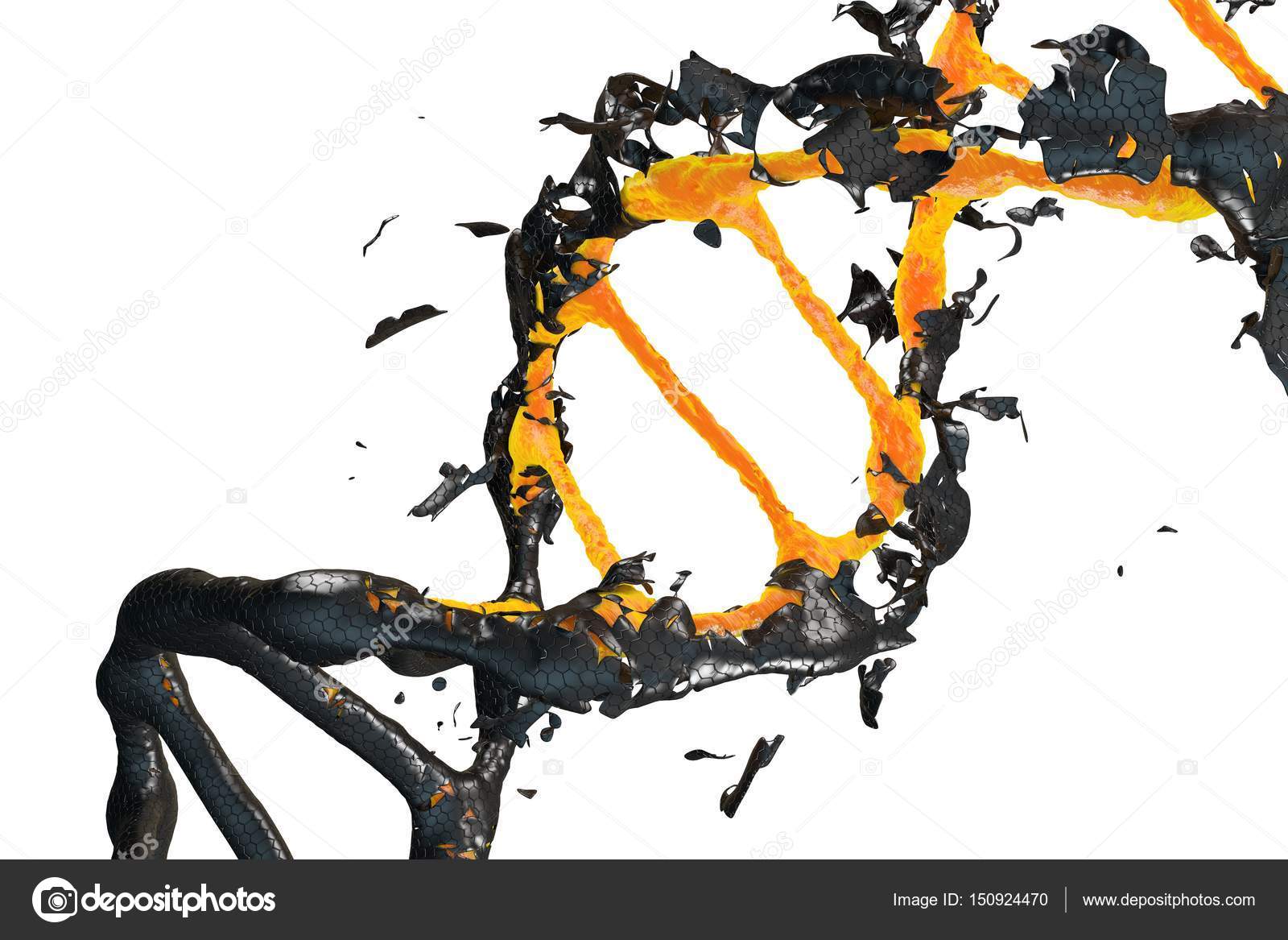 3d image: DNA molecule consists of the collapsing. Genetic mutation and ...